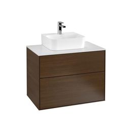 Villeroy & Boch Villeroy und Boch Finion Waschtischunterschrank F08100GN 80x60,3x50,1cm, Abdeckplatte white matt, Walnut veneer