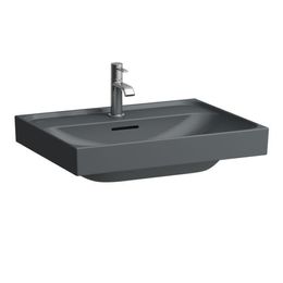 Laufen Meda Waschtisch H8101137581041 60x46cm, unterbauf&auml;hig, mit &Uuml;berlauf, 1 Hahnloch pro Becken, graphit matt