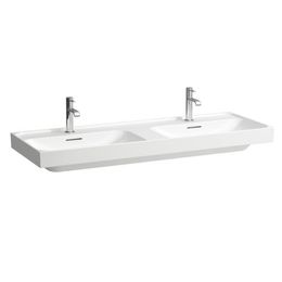 Laufen Meda Doppelwaschtisch H8141124001041 130x46cm, unterbauf&auml;hig, mit &Uuml;berlauf, 1 Hahnloch, wei&szlig; mit LCC