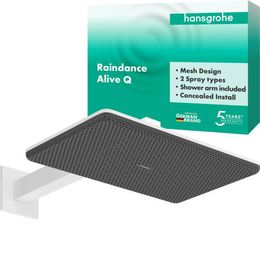 Hansgrohe Raindance Alive Q Duschkopf 24550700 2 Strahlarten mit Brausearm, wei&szlig; matt