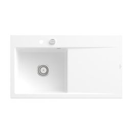 Villeroy & Boch Villeroy und Boch Subway Style 50 Einbausp&uuml;le 335202RW links, mit Ablaufgarnitur, 900 x 510 mm, Excenterbet&auml;tigung, stone white CeramicPlus