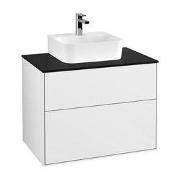Villeroy & Boch Villeroy und Boch Finion Waschtischunterschrank F08200GF 80x60,3x50,1cm, Abdeckplatte black matt, Glossy white lacquer