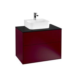 Villeroy & Boch Villeroy und Boch Finion Waschtischunterschrank F08200HB 80x60,3x50,1cm, Abdeckplatte black matt, Peony Matt