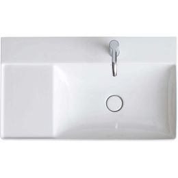 Duravit DuraSquare Möbel-Waschtisch asymmetrisch 2349800041 80x47cm, ohne Überlauf, mit Hahnlochbank, Becken rechts, 1 Hahnloch, weiß