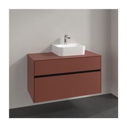 Villeroy & Boch Villeroy und Boch Collaro Waschtischunterschrank C096B0AH 100x54,8x50cm, Waschtisch rechts, LED-Beleuchtung 7,3 W, wine red