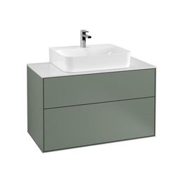 Villeroy & Boch Villeroy und Boch Finion Waschtischunterschrank F10100GM 100x60,3x50,1cm, Abdeckplatte white matt, Olive Matt Lacquer