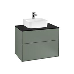 Villeroy & Boch Villeroy und Boch Finion Waschtischunterschrank F08200GM 80x60,3x50,1cm, Abdeckplatte black matt, Olive Matt Lacquer
