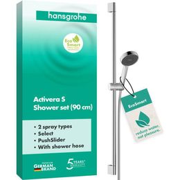 Hansgrohe Activera Select S Duschset 28046000 2 Strahlarten wassersparend mit Duschstange, Ø 95mm, Bohrabstand 915 mm, chrom