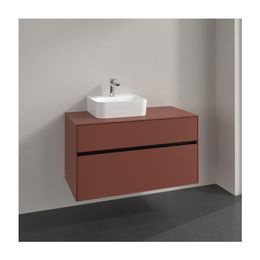 Villeroy & Boch Villeroy und Boch Collaro Waschtischunterschrank C095B0AH 100x54,8x50cm, Waschtisch links, LED-Beleuchtung 7,3 W, wine red