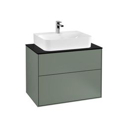 Villeroy & Boch Villeroy und Boch Finion Waschtischunterschrank F09200GM 80x60,3x50,1cm, Abdeckplatte black matt, Olive Matt Lacquer