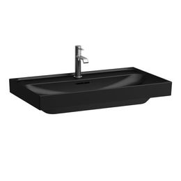 Laufen Meda Waschtisch H8101177161081 80x46cm, unterbauf&auml;hig, mit &Uuml;berlauf, 3 Hahnl&ouml;cher, schwarz matt
