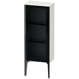 Duravit XViu Halbhochschrank XV1360LB285 40x24x89cm, Glastür, schwarz matt, Tür links, weiß hochglanz