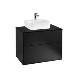 Villeroy & Boch Villeroy und Boch Finion Waschtischunterschrank F08200PD 80x60,3x50,1cm, Abdeckplatte black matt, Black matt lacquer