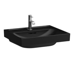 Laufen Meda Waschtisch H8101127161041 55x46cm, unterbauf&auml;hig, mit &Uuml;berlauf, 1 Hahnloch pro Becken, schwarz matt