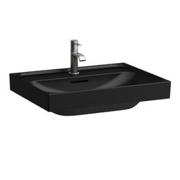 Laufen Meda Waschtisch H8101137161041 60x46cm, unterbauf&auml;hig, mit &Uuml;berlauf, 1 Hahnloch pro Becken, schwarz matt
