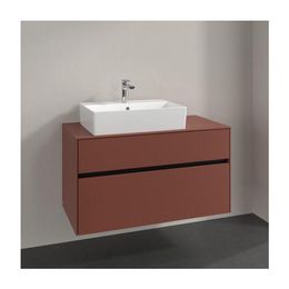 Villeroy & Boch Villeroy und Boch Collaro Waschtischunterschrank C126B0AH 100x54,8x50cm, Waschtisch links, LED-Beleuchtung 7,3 W, wine red