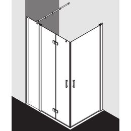 Kermi Diga Eckeinstieg-H&auml;lfte Pendel-Faltt&uuml;r m Festfeld DIF2L10318VAK 103x185cm, silber hochglanz, ESG klar, links, auf Duschplatz
