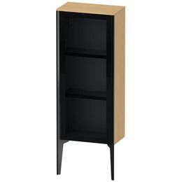 Duravit XViu Halbhochschrank XV1360LB230 40x24x89cm, Glast&uuml;r, schwarz matt, T&uuml;r links, Eiche natur