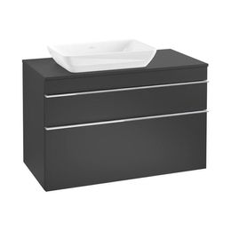 Villeroy & Boch Villeroy und Boch Venticello Waschtisch-Unterschrank A94201PD 95,7 x 60,6 x 50,2 cm, Waschtisch links, Griff Chrom, Black Matt Lacquer
