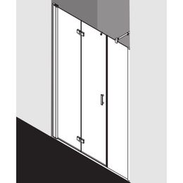 Kermi Diga Pendel-Faltt&uuml;r mit Festfeld in Nische DI2OL11018VAK 110x185cm, silber hochglanz, ESG klar, links
