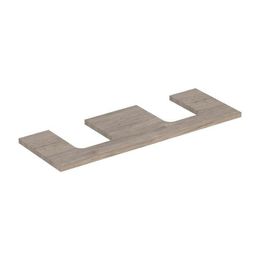 Geberit One Waschtisch-Platte 505276006 135 x 3 x 47 cm, Nussbaum hickory/Melamin Holzstruktur, Ausschnitt zweifach