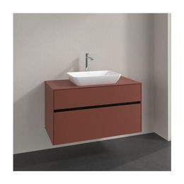 Villeroy & Boch Villeroy und Boch Collaro Waschtischunterschrank C109B0AH 100x54,8x50cm, Waschtisch mittig, LED-Beleuchtung 7,3 W, wine red