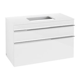 Villeroy & Boch Villeroy und Boch Venticello Waschtisch-Unterschrank A94101DH 95,7 x 60,6 x 50,2 cm, Waschtisch mittig, Griff Chrom, Glossy White