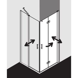 Kermi Diga Eckeinstiegsh&auml;lfte Pendel-Faltt&uuml;r DI2CR07518VPK 75x185cm, silber hochglanz, ESG klar Clean, rechts, auf Duschwanne