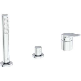 Ideal Standard La Dolce Vita Wannen-3-Loch-Armatur BD670AA f&uuml;r Wannenrand, ohne Auslauf, mit Handbrause-Set, verchromt