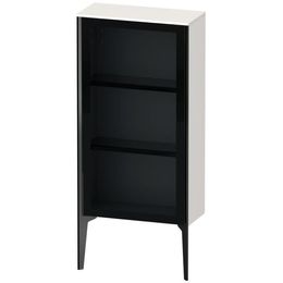Duravit XViu Halbhochschrank XV1361LB285 50x24x89cm, Glast&uuml;r, schwarz matt, T&uuml;r links, wei&szlig; hochglanz