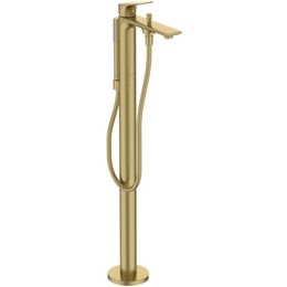 Ideal Standard La Dolce Vita Wannenarmatur BD673A2 freistehend, Unterputz Bausatz 2, mit Handbrause-Set, brushed gold