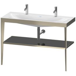 Duravit XViu M&ouml;belwaschtisch-Kombination XV4718OB140 120 x 48 cm, mit Metallkonsole, champagner matt, schwarz hochglanz