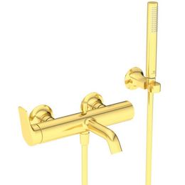 Ideal Standard La Dolce Vita Wannenarmatur BD667A2 Aufputz, mit Handbrause-Set, Ausladung 202mm, brushed gold