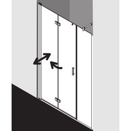 Kermi Diga Pendel-Faltt&uuml;r mit Festfeld in Nische DI2OL10020VAK 100x200cm, silber hochglanz, ESG klar, links