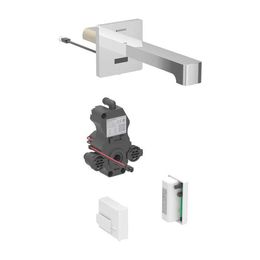 Geberit Brenta Infrarot-Waschtischarmatur 116296211 mit Mischer, 22 cm, hochglanz-verchromt, Wandmontage, Generatorbetrieb, UP-Funktionsbox