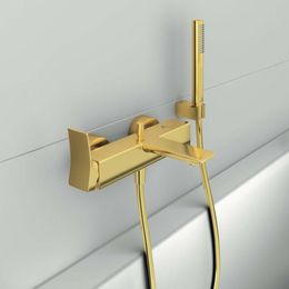 Ideal Standard Conca Wannenarmatur BC763A2 Aufputz, Badearmatur, Aufputz, mit Brause-Set, Brushed Gold