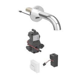 Geberit Piave Infrarot-Waschtischarmatur 116282211 Wandmontage, Netzbetrieb, UP-Funktionsbox, hochglanz-verchromt, mit Mischer, 22cm