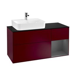 Villeroy & Boch Villeroy und Boch Finion Waschtischunterschrank G152GKHB 120cm, Abdeckplatte black matt, Emotion, Regal links Anthracite matt, Peony Matt
