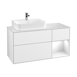 Villeroy & Boch Villeroy und Boch Finion Waschtischunterschrank G151GFGF 120cm, Abdeckplatte white matt, Emotion, Regal links Glossy white lacquer, Glossy white lacquer