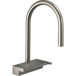 Hansgrohe Aquno Select M81 K&uuml;chenarmatur 73837800 mit Ausziehbrause, 3jet, Edelstahl Finish