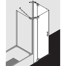Kermi Filia XP Pendelt&uuml;r-Eckeinstiegsh&auml;lfte FXEPL09320VAK 93x200cm, silber hochglanz, ESG klar, links, auf Duschplatz