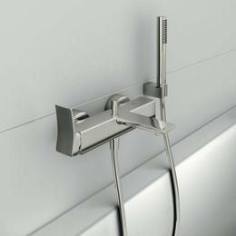 Ideal Standard Conca Wannenarmatur BC763GN Aufputz, mit Brause-Set, Silver Storm