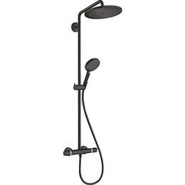 Hansgrohe Croma Select S Showerpipe 26891670 mit Thermostat und Handbrause, mattschwarz