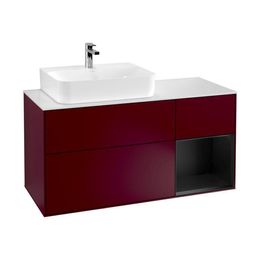Villeroy & Boch Villeroy und Boch Finion Waschtischunterschrank G151PDHB 120cm, Abdeckplatte white matt, Emotion, Regal links Black matt lacquer, Peony Matt