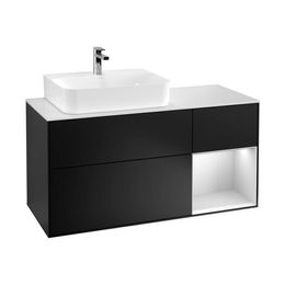 Villeroy & Boch Villeroy und Boch Finion Waschtischunterschrank F151MTPD 120cm, Abdeckplatte white matt, Regal rechts White matt lacquer, Black matt lacquer