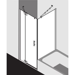 Kermi Filia XP Pendelt&uuml;r 1-fl&uuml;gelig mit Festfeld FX1WL11018VYK 110 x 185 cm, silber hochglanz, ESG SR Opaco Clean, links, auf Duschwanne