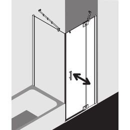 Kermi Filia XP Pendelt&uuml;r mit Festfeld f&uuml;r Seitenwand FX1WR10020VAK 100x200cm, silber hochglanz, ESG klar, rechts, auf Duschwanne