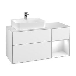 Villeroy & Boch Villeroy und Boch Finion Waschtischunterschrank F151GFGF 120cm, Abdeckplatte white matt, Regal rechts Glossy white lacquer, Glossy white lacquer