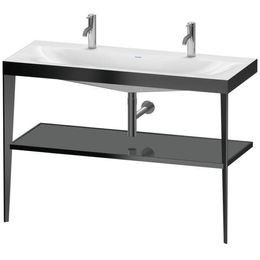 Duravit XViu Möbelwaschtisch-Kombination XV4718OB289 120 x 48 cm, mit Metallkonsole, schwarz matt, flannel grey hochglanz