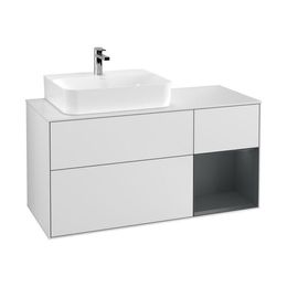 Villeroy & Boch Villeroy und Boch Finion Waschtischunterschrank G151HGMT 120cm, Abdeckplatte white matt, Emotion, Regal links Midnight Blue Matt Lacquer, White matt lacquer